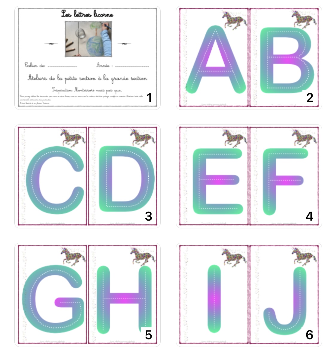 Alphabet route et licorne – Cocon-Schooling