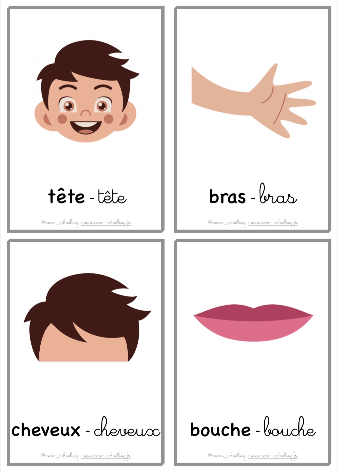 Les parties du corps pour bébé – Cocon-Schooling